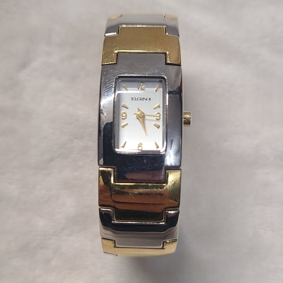 Elgin | Accessories | Elgin Ii Womens Two Tone Cuff Style Watch | Poshmark